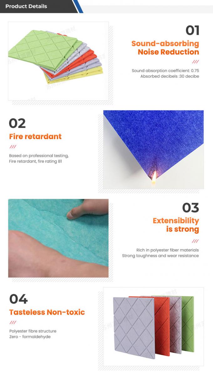 100% polyester fiber acoustic board Slotted acoustic panel wall decoration