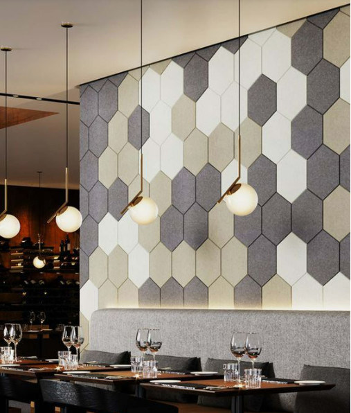 Beveled Edge Decor Hexagonal Acoustic Panels Sound Proof Wall Decorative
